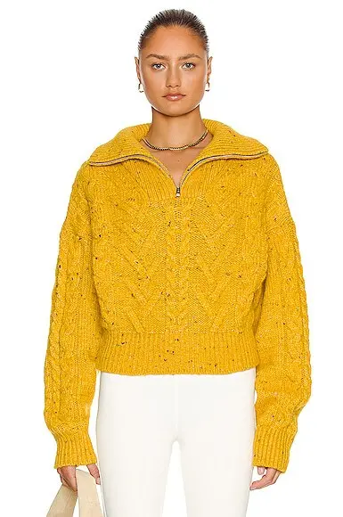 Ganni Cable Knit Sweater In Yellow - Spectra Yellow | Editorialist